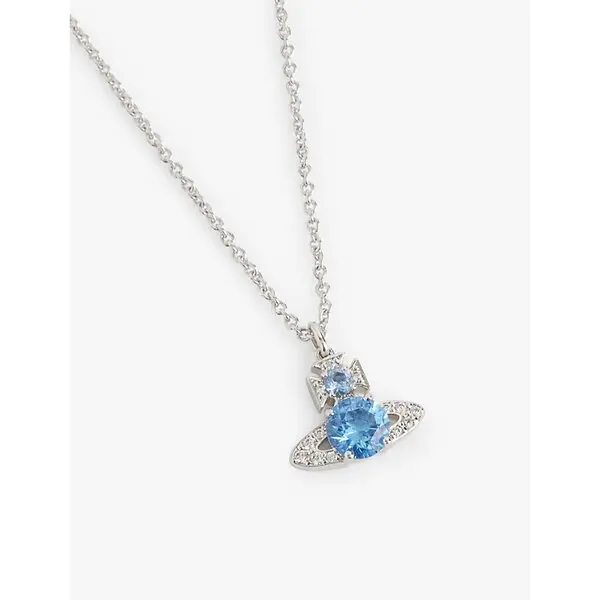 Vivienne Westwood Ismene Brass Necklace - Platinum/Blue White Cz